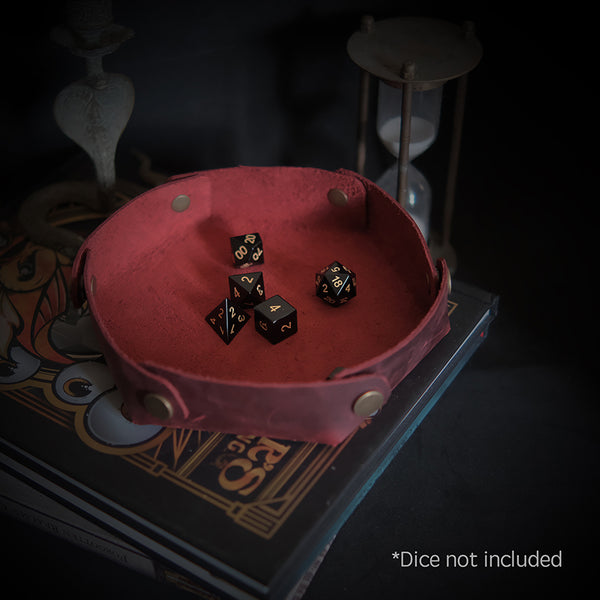 Handmade Leather Dice Tray_Red Hexagon – Forgic
